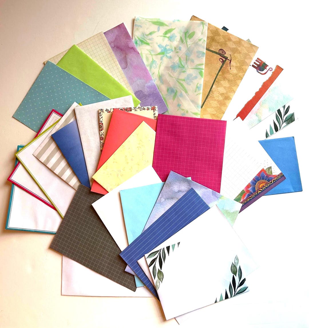 Novelty Paper Envelopes Bundle SET of 30 Assorted Colors and Patterns ...