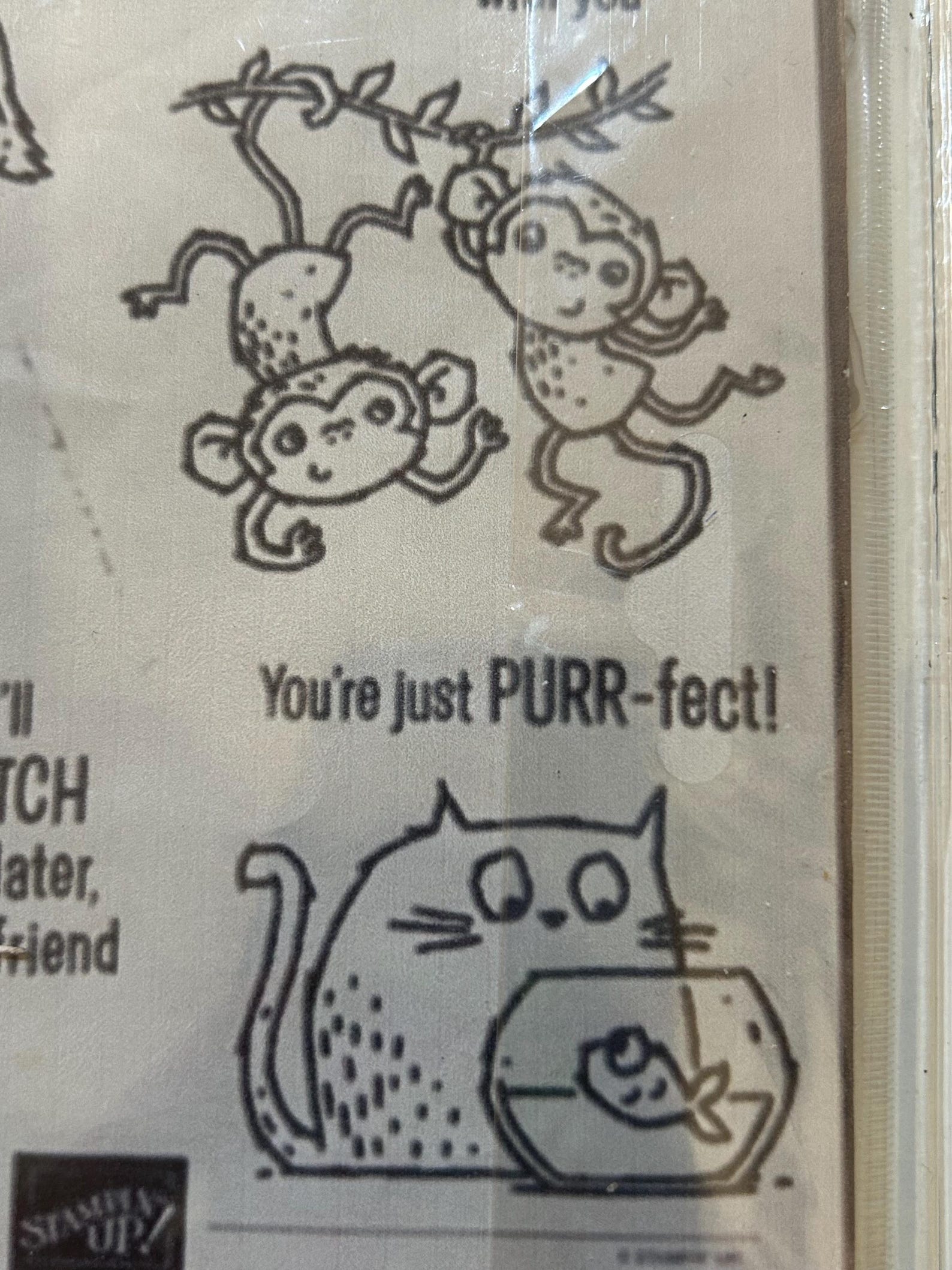 Stampin up Catch You Later Clear Stamps Cling Stamps NIP Cat Monkey ...