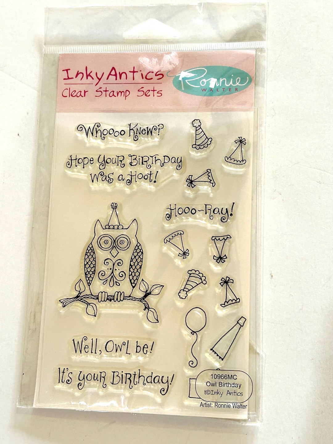 Inky Antics Owl Birthday Stamps New Set 16 Candles. Presents Party Hat ...