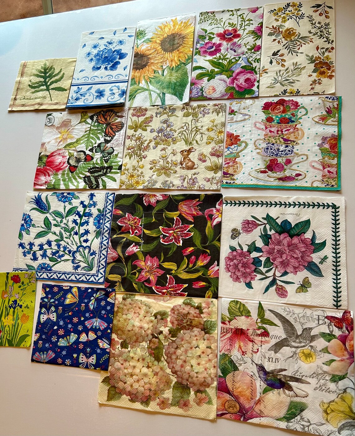 Flower Flora Paper Napkins SET of 15 Different Patterns Hydrangeas ...