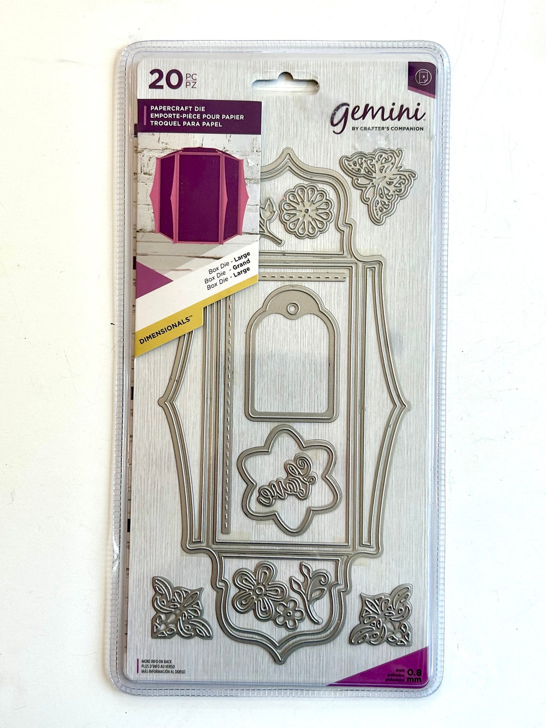 Gemini Box Metal Die Large Box SET 20 Pieces. Floral Die Dimensionals ...