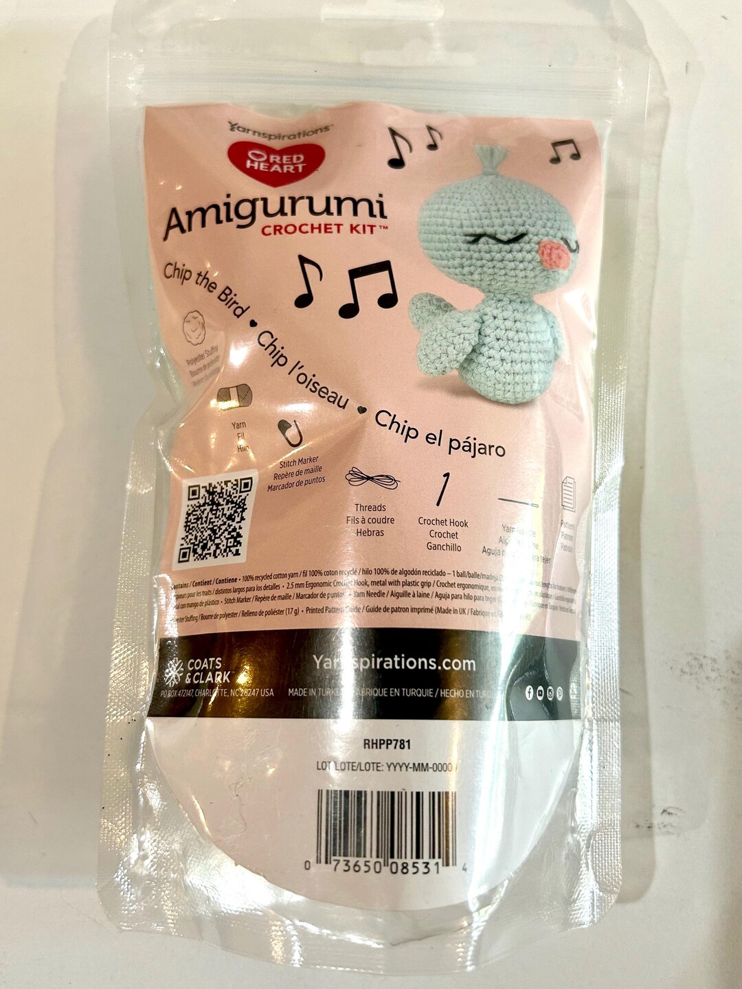 Red Heart Amigurumi Chip the Bird Cute Pale Blue Crochet Kit All ...