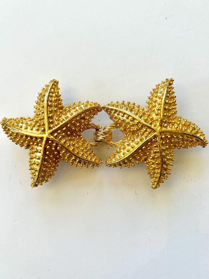 Vintage Starfish Gold Tone Belt Buckle 2 Pieces DIY Belt Coastal Women ...