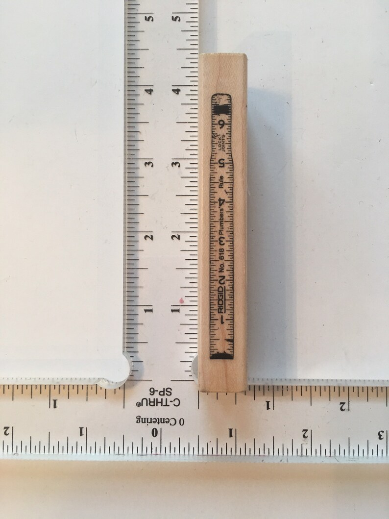 Hampton Arts 7 Gypsies Carpenter Wood Ruler Red Rubber Stamp Measuring ...