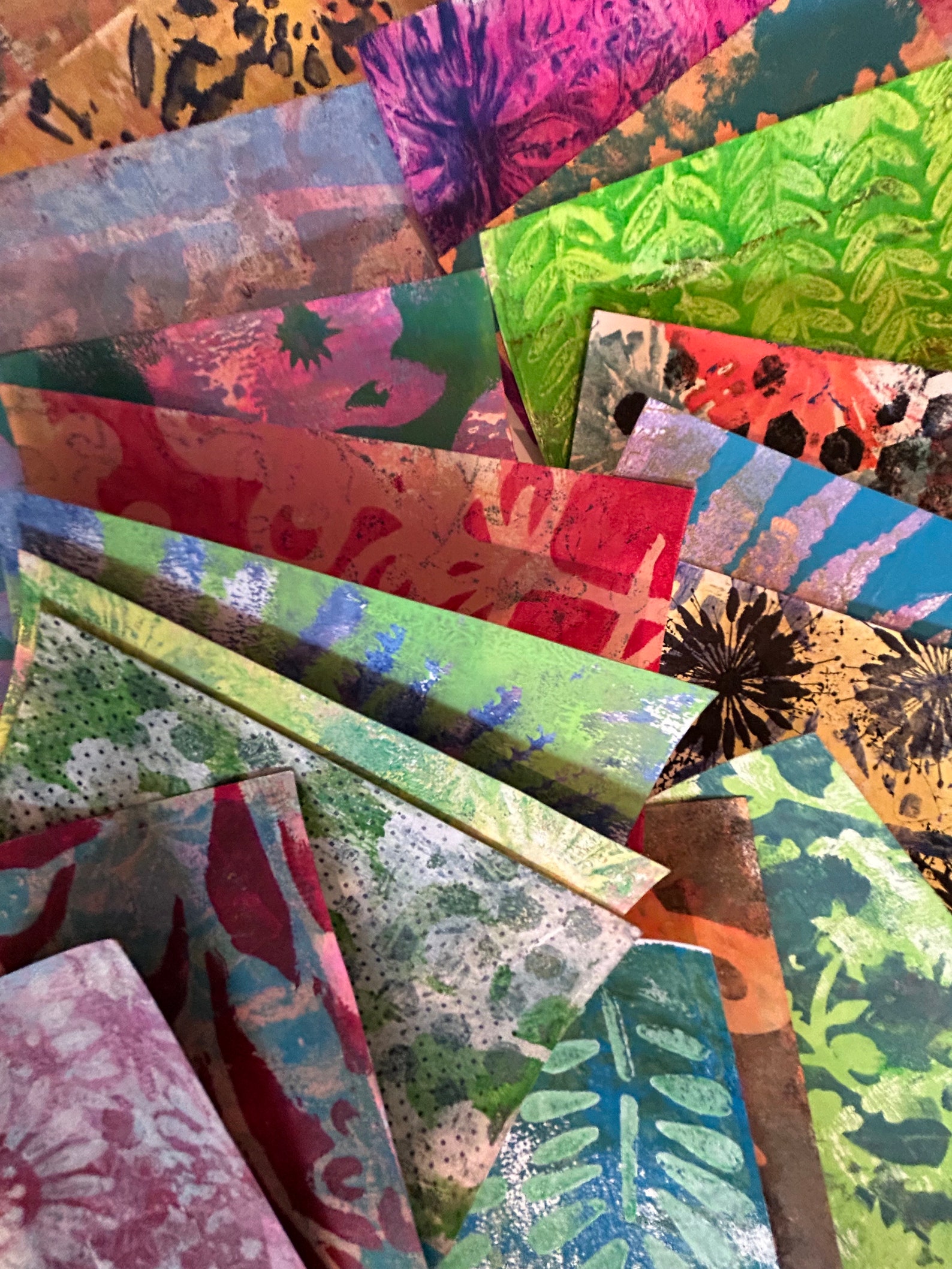 GELLI PRINTS Botanical Abstract Index Cards 20 Pieces Handprinted ...