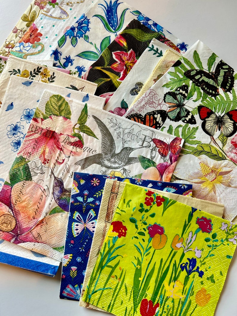 Flower Flora Paper Napkins SET of 15 Different Patterns Hydrangeas ...