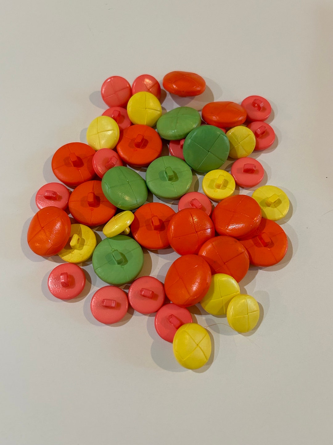 Fluorescent Buttons Lime Orange Pink Yellow Buttons Sewing Supplies ...