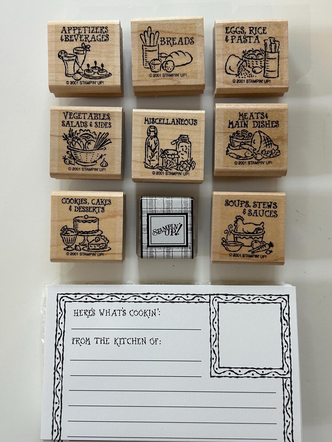 Vintage Stampin up Recipe Card Stamps Cookbook Categories DIY Set of 8 ...