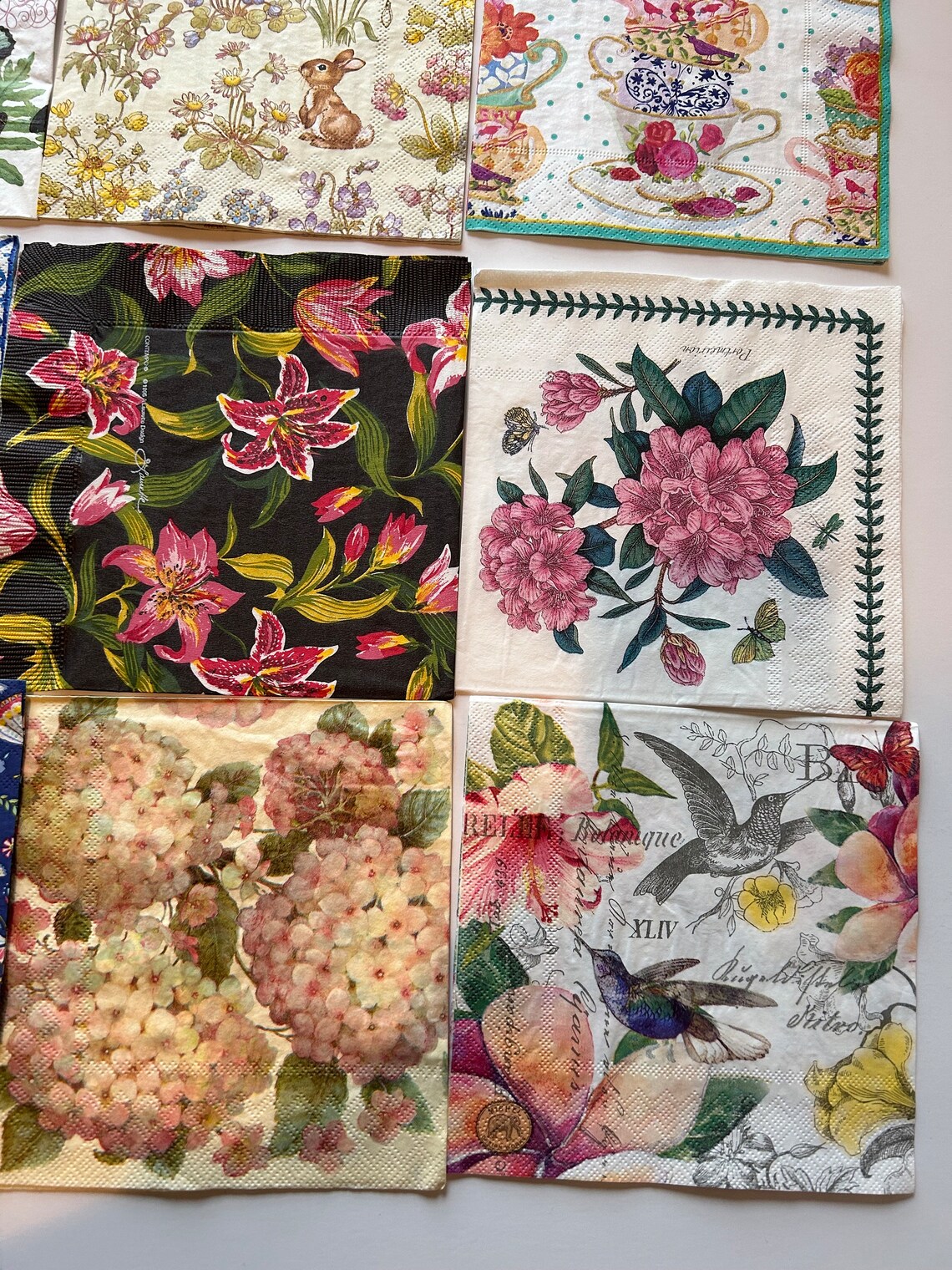 Flower Flora Paper Napkins SET of 15 Different Patterns Hydrangeas ...