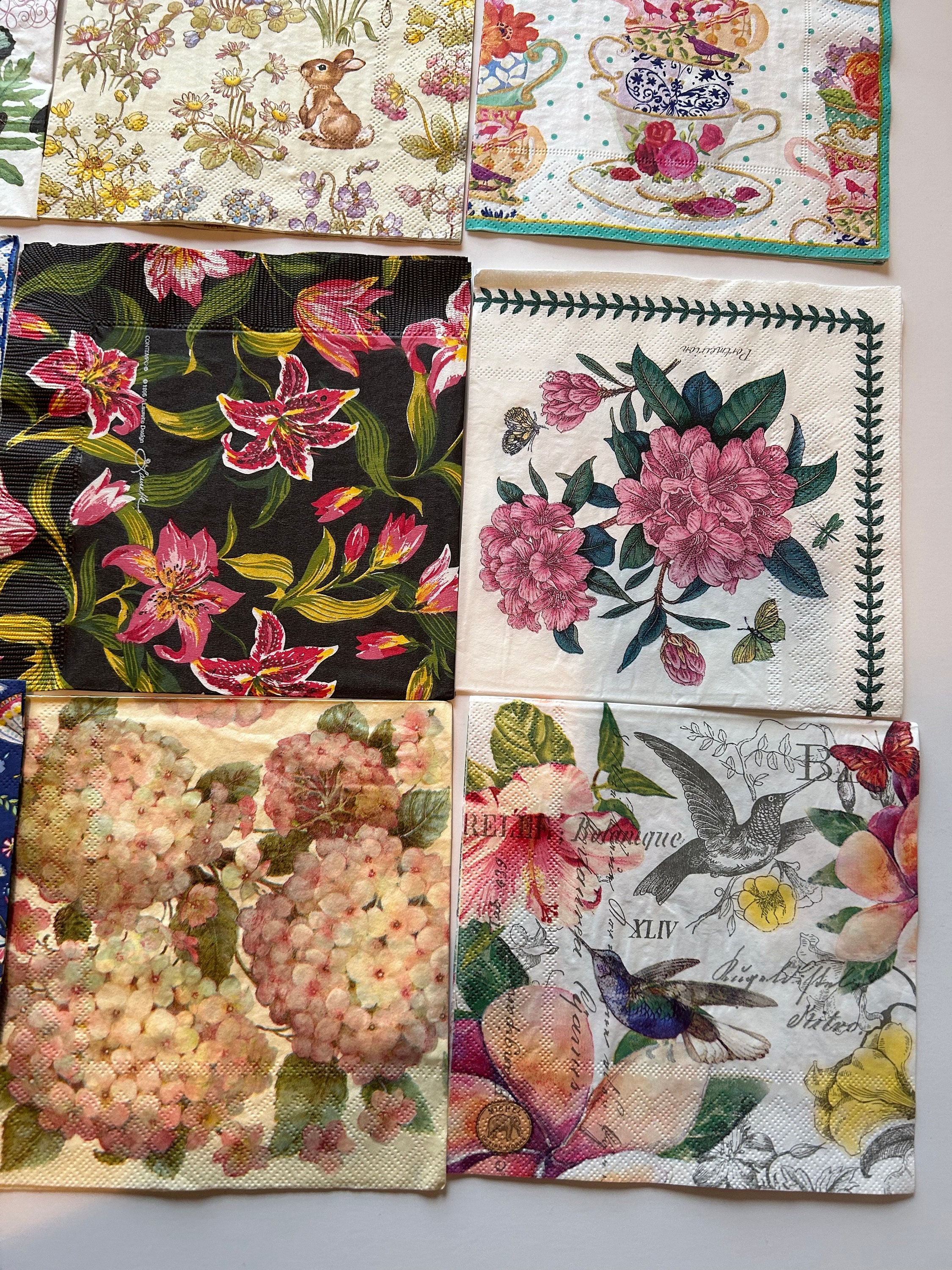 Flower Flora Paper Napkins SET of 15 Different Patterns Hydrangeas ...