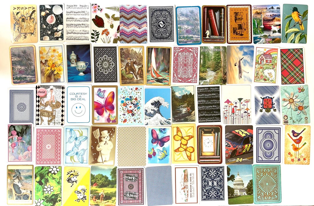 Assorted Playing Cards 54 Different Picture Backs Grab Bag for Atcs ...