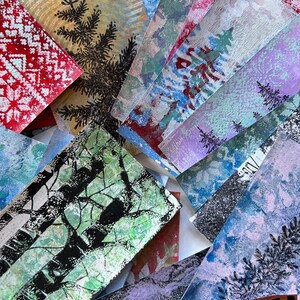 GELLI PRINTS Winter Abstract Index Cards Setof 20 Handprinted UNIQUE ...