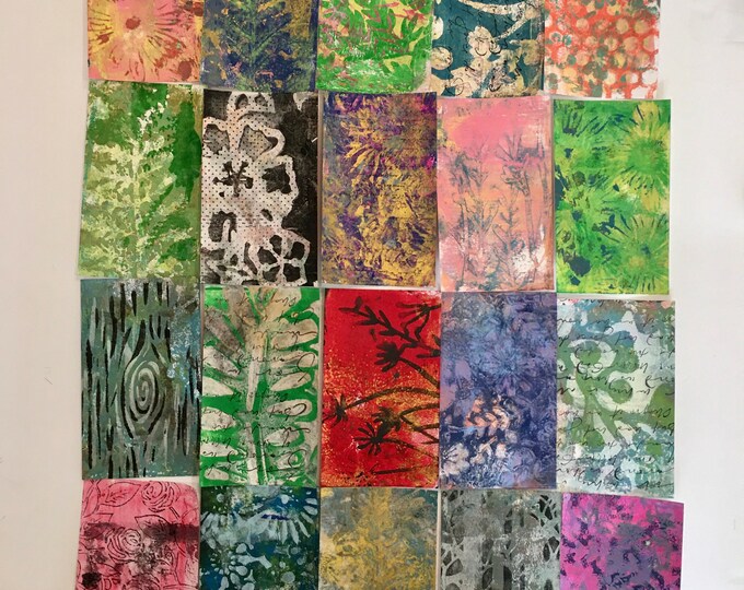 GELLI PRINTS Floral Abstract Index Cards 20 Pieces Handprinted UNIQUE ...