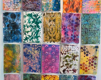 GELLI PRINTS Winter Abstract Index Cards Setof 20 Handprinted UNIQUE ...