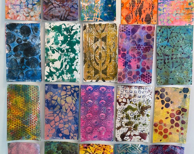 GELLI Prints Abstract INDEX Cards 20 Pieces Hand Printed UNIQUE for ...