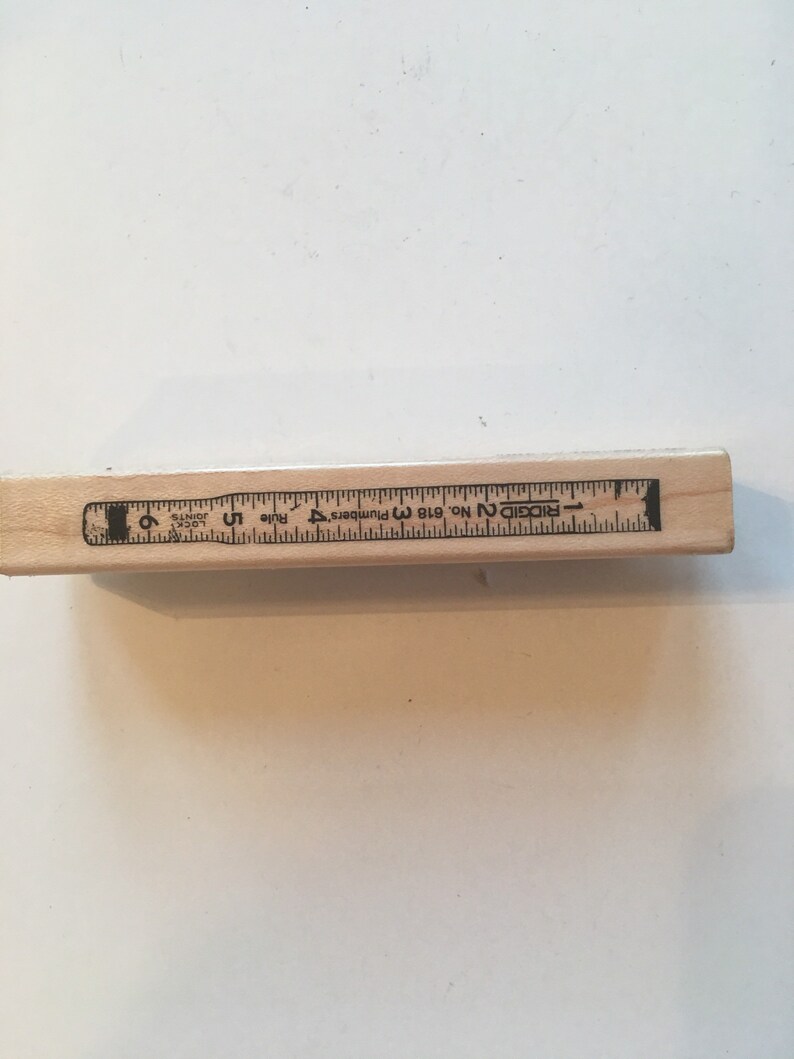 Hampton Arts 7 Gypsies Carpenter Wood Ruler Red Rubber Stamp Measuring ...