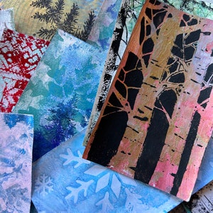 GELLI PRINTS Winter Abstract Index Cards Setof 20 Handprinted UNIQUE ...