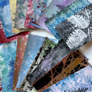 GELLI PRINTS Winter Abstract Index Cards Setof 20 Handprinted UNIQUE ...