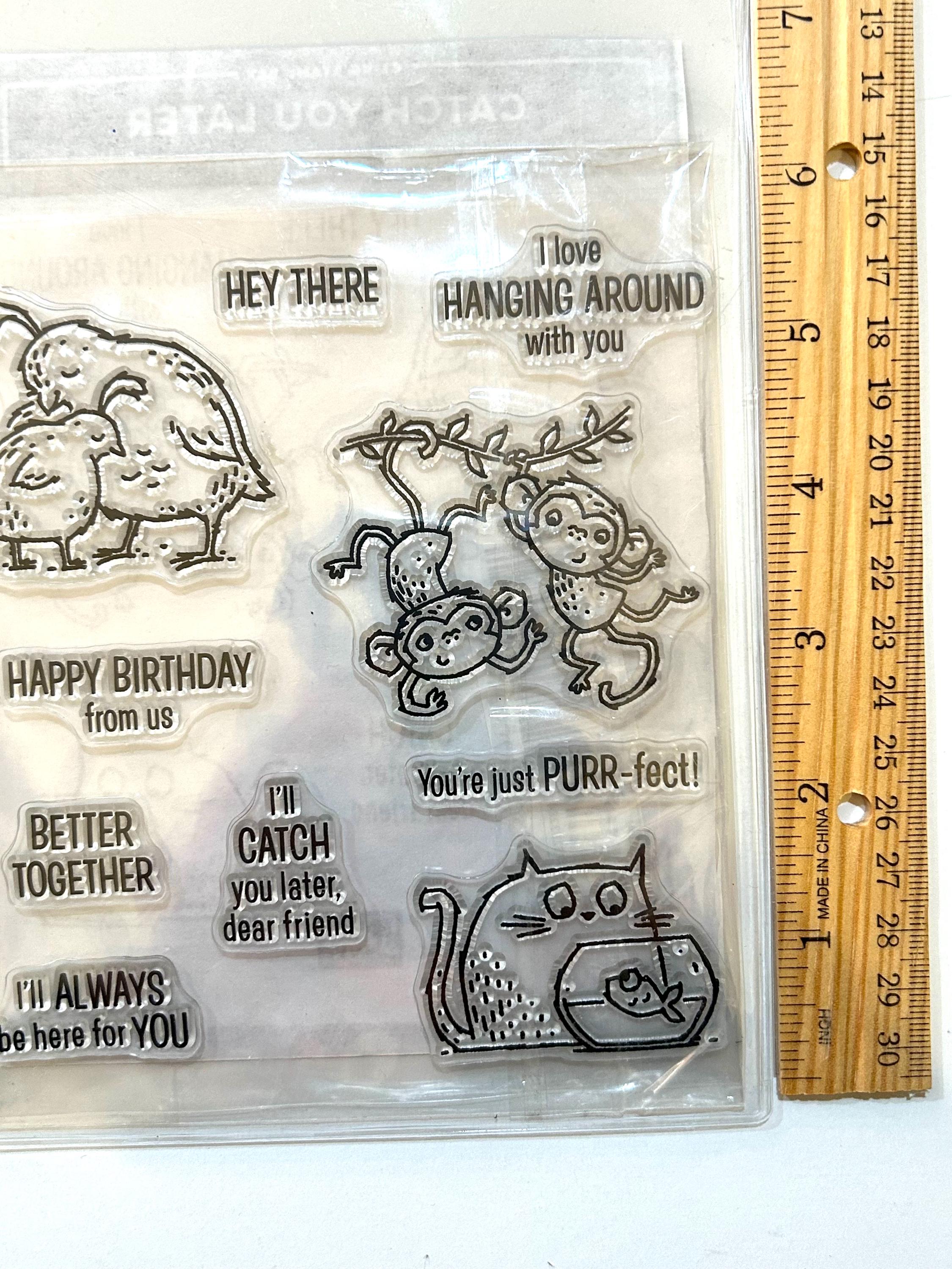 Stampin up Catch You Later Clear Stamps Cling Stamps NIP Cat Monkey ...