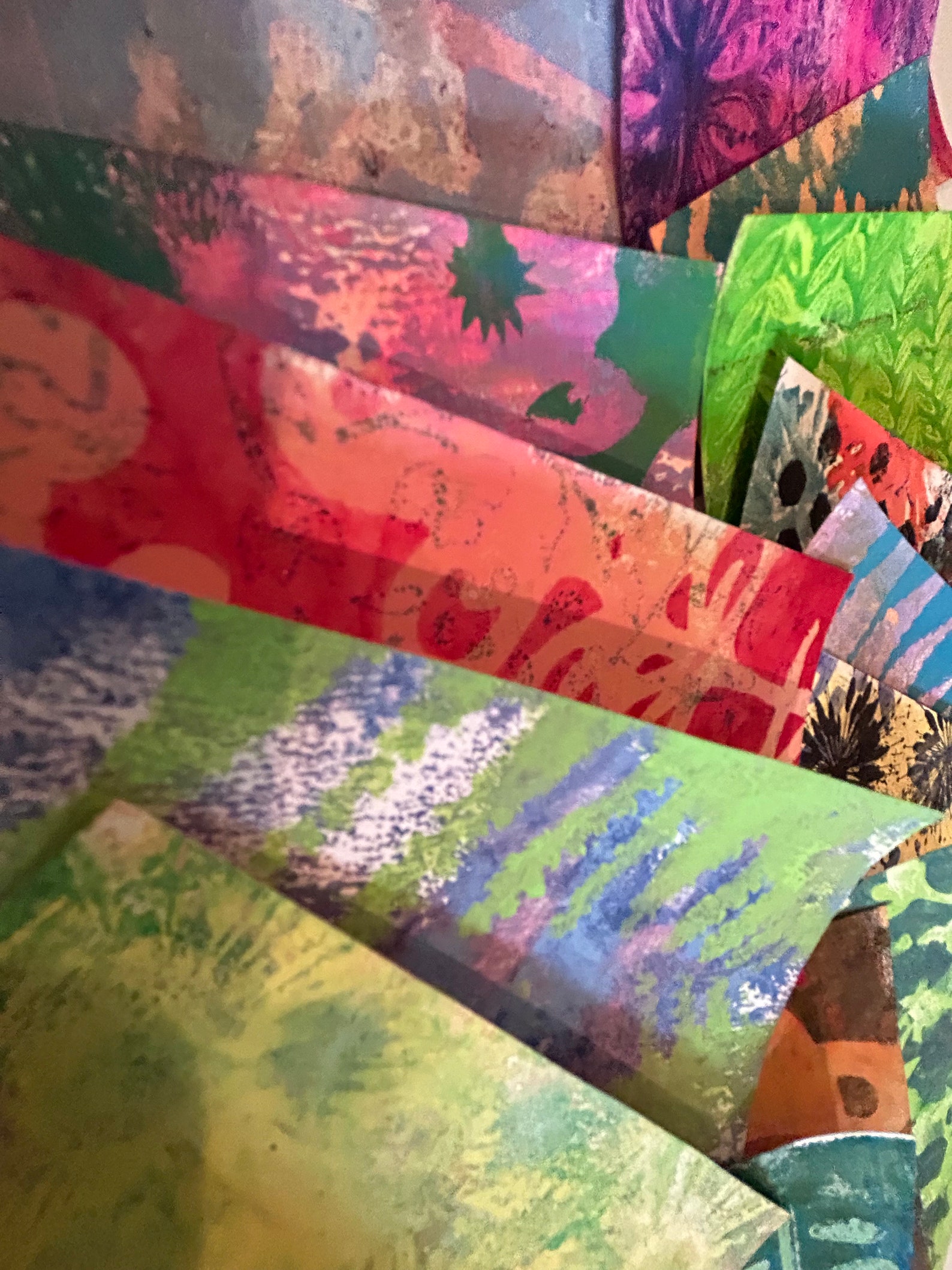 GELLI PRINTS Botanical Abstract Index Cards 20 Pieces Handprinted ...