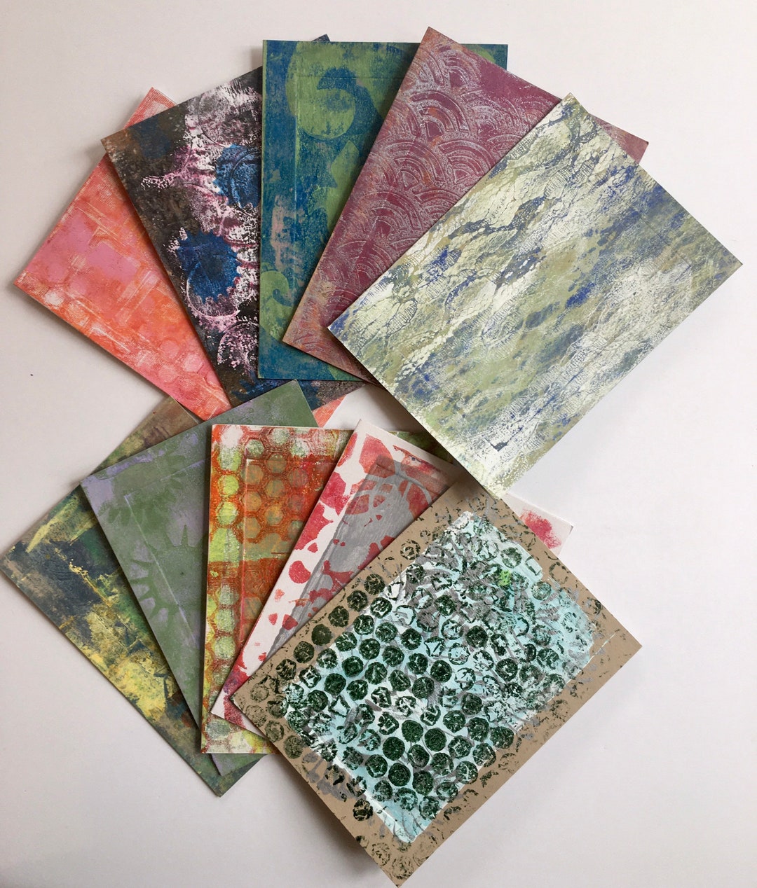 Gelli Prints Greeting Cards With Envelopes Set of 10 Hand Printed for ...