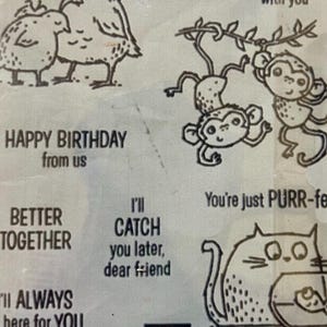Stampin up Catch You Later Clear Stamps Cling Stamps NIP Cat Monkey ...
