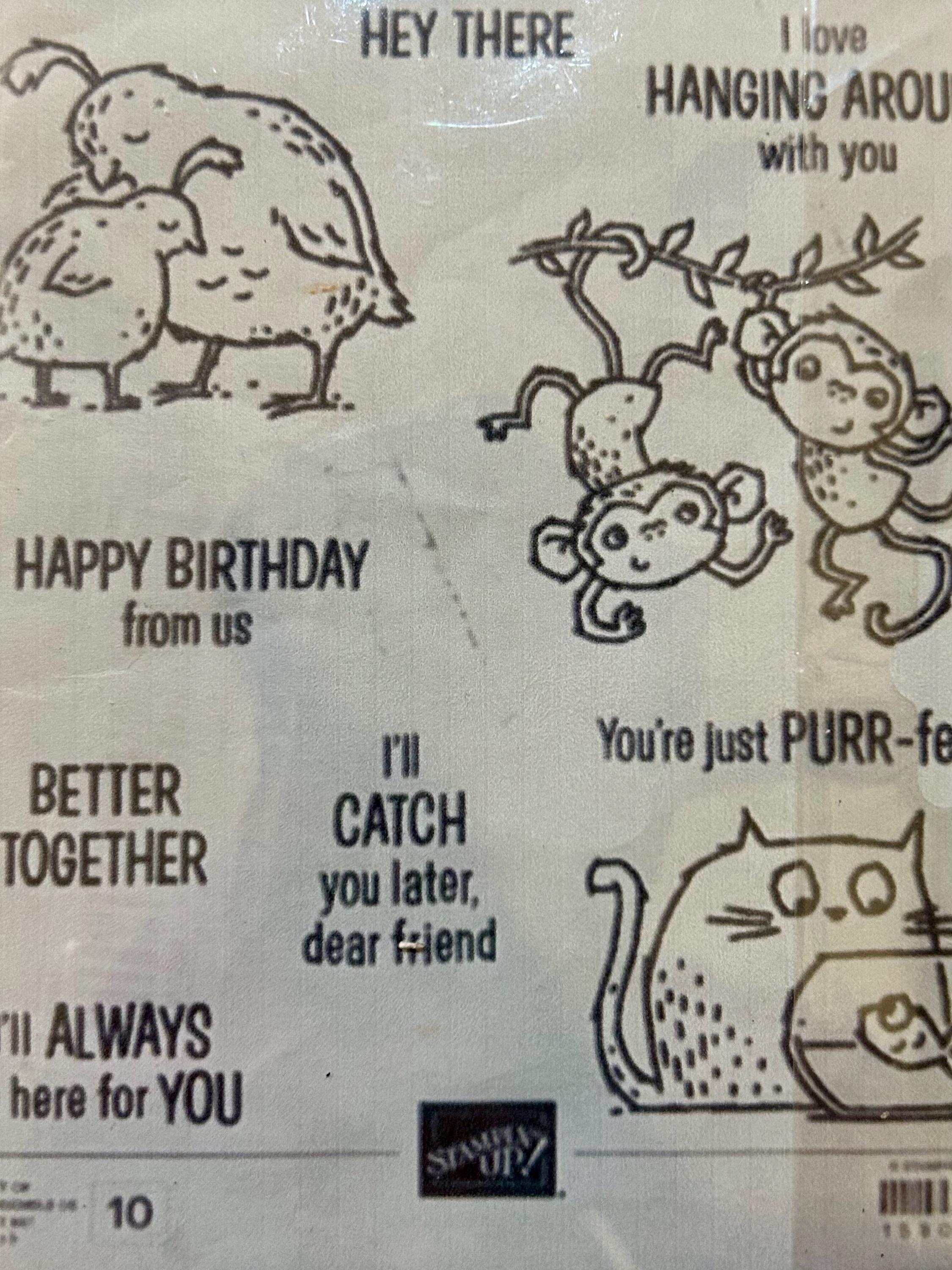 Stampin up Catch You Later Clear Stamps Cling Stamps NIP Cat Monkey ...