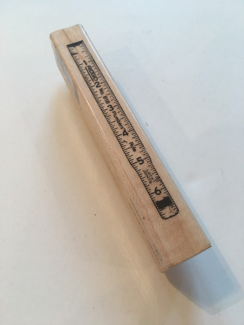 Hampton Arts 7 Gypsies Carpenter Wood Ruler Red Rubber Stamp Measuring ...