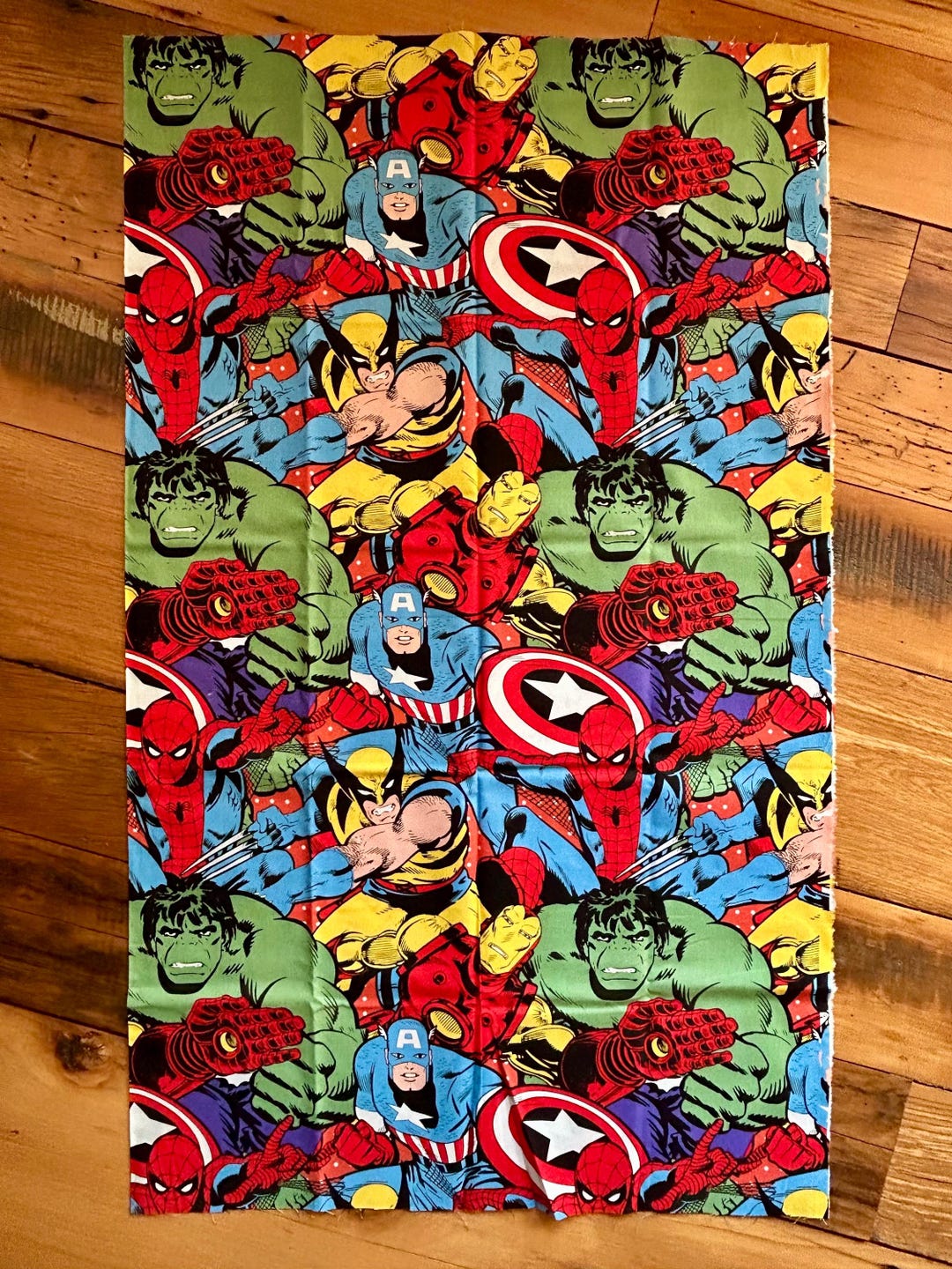 Marvel Superhero Fabric 1 Yard Camelot Fabrics Hulk Wolverine Captain ...