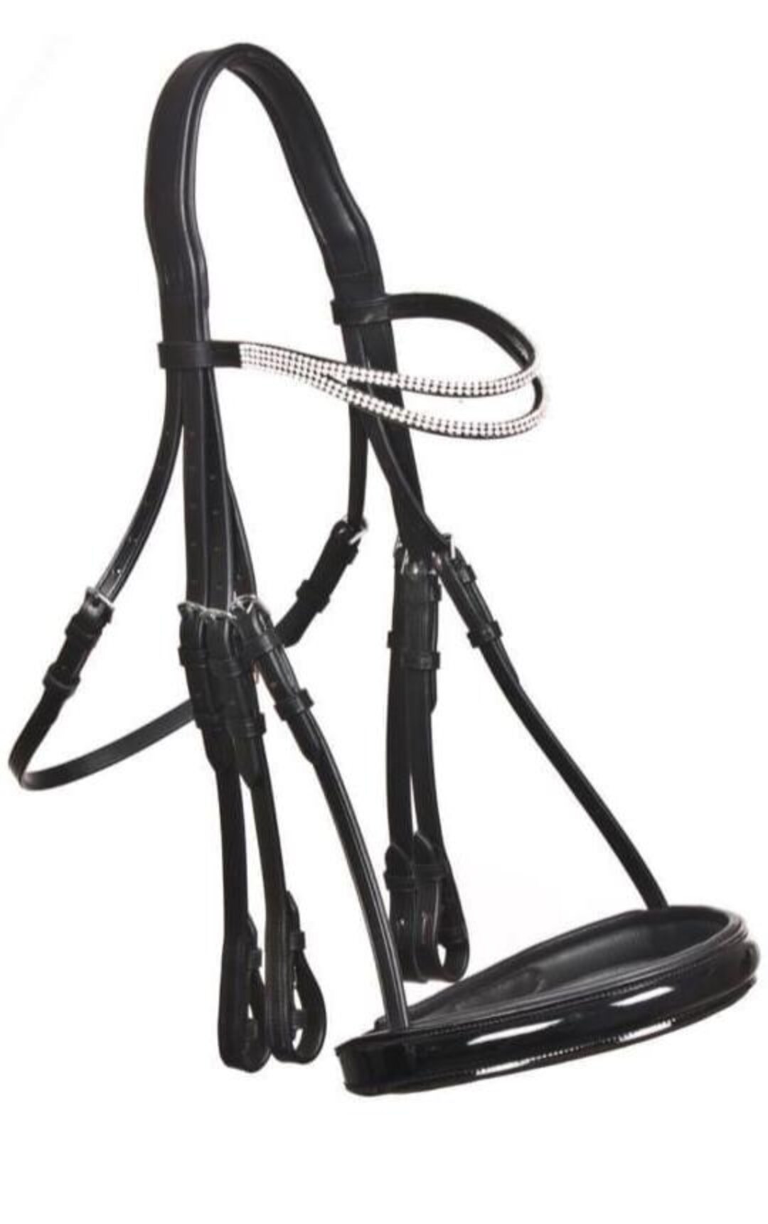 Patent Leather Double Crystal Bridle | Glossy Show Horse Bridle ...