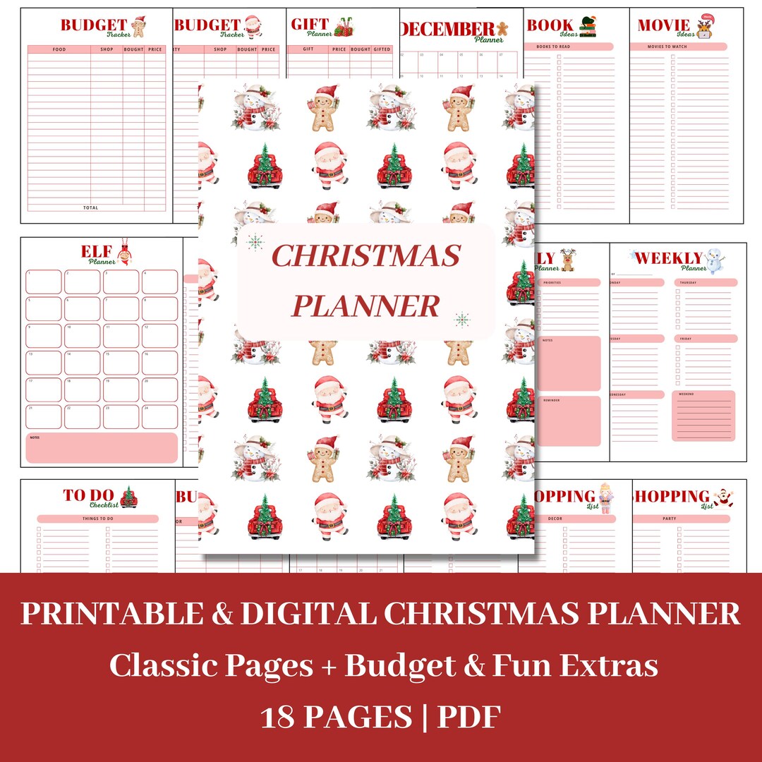 Printable Christmas Planner | Holiday Budget, Gift & Elf Tracker (PDF ...