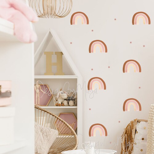 Large Muted Neutral Rainbow Wall Decal Nursery Wall Decal | Etsy