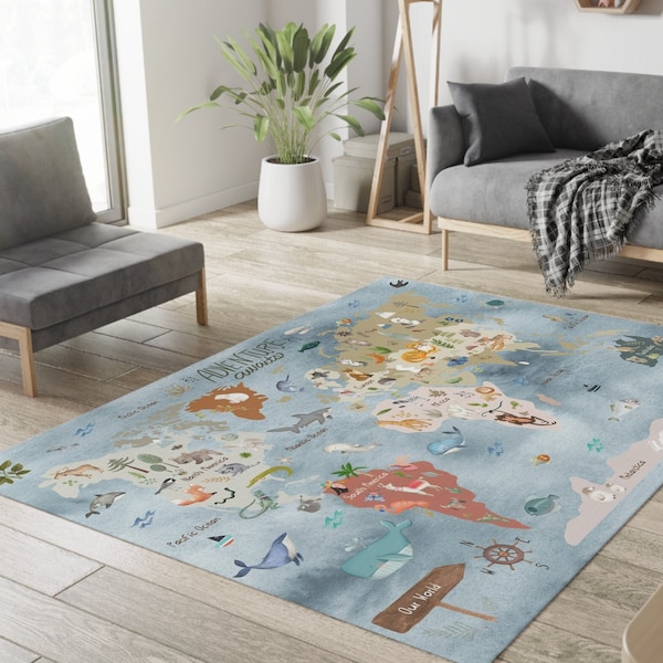 World Map Rug - Etsy