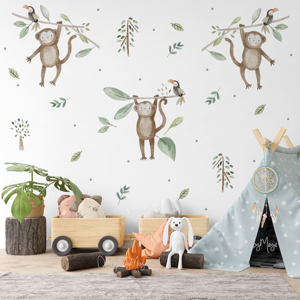 Monkey Wall Decals - Etsy