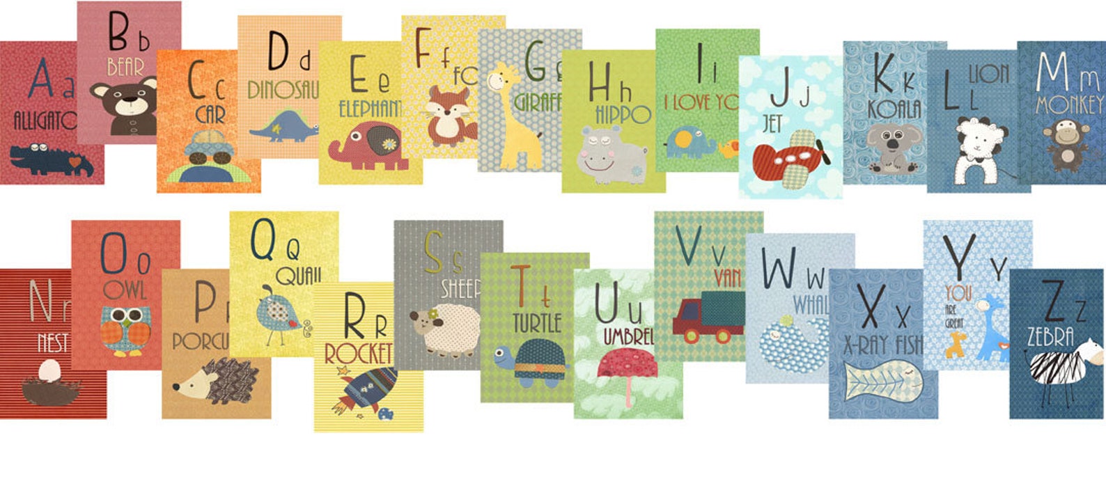 Alphabet Cards A to Z Animal Alphabet Card Set Nursery Wall - Etsy