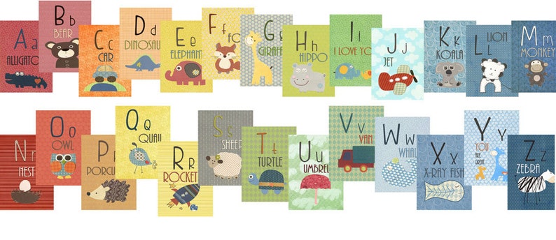 Alphabet Cards A to Z Animal Alphabet Card Set Nursery Wall - Etsy
