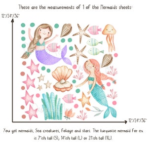 Mermaids and Sea Life Decals, Mermaid Fabric Wall Stickers, Ocean Life ...