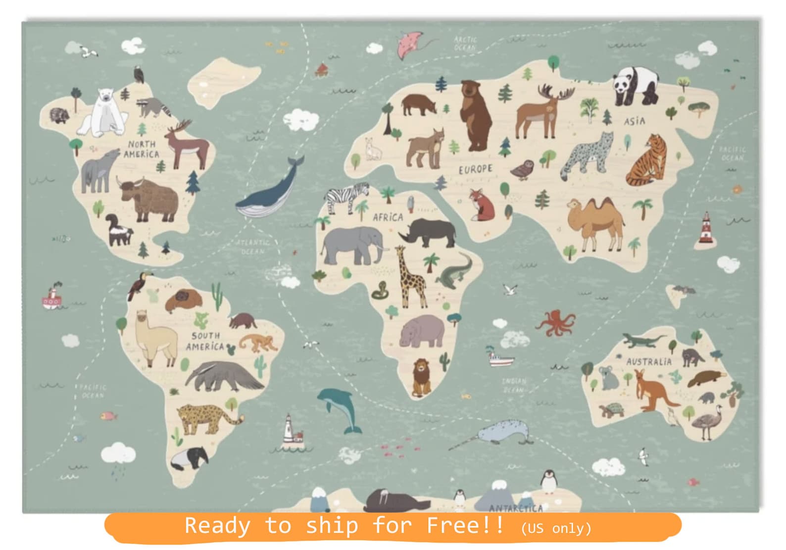 World Map Rug Play Rug Play Mat Nursery Rug Kids Rug Kids - Etsy