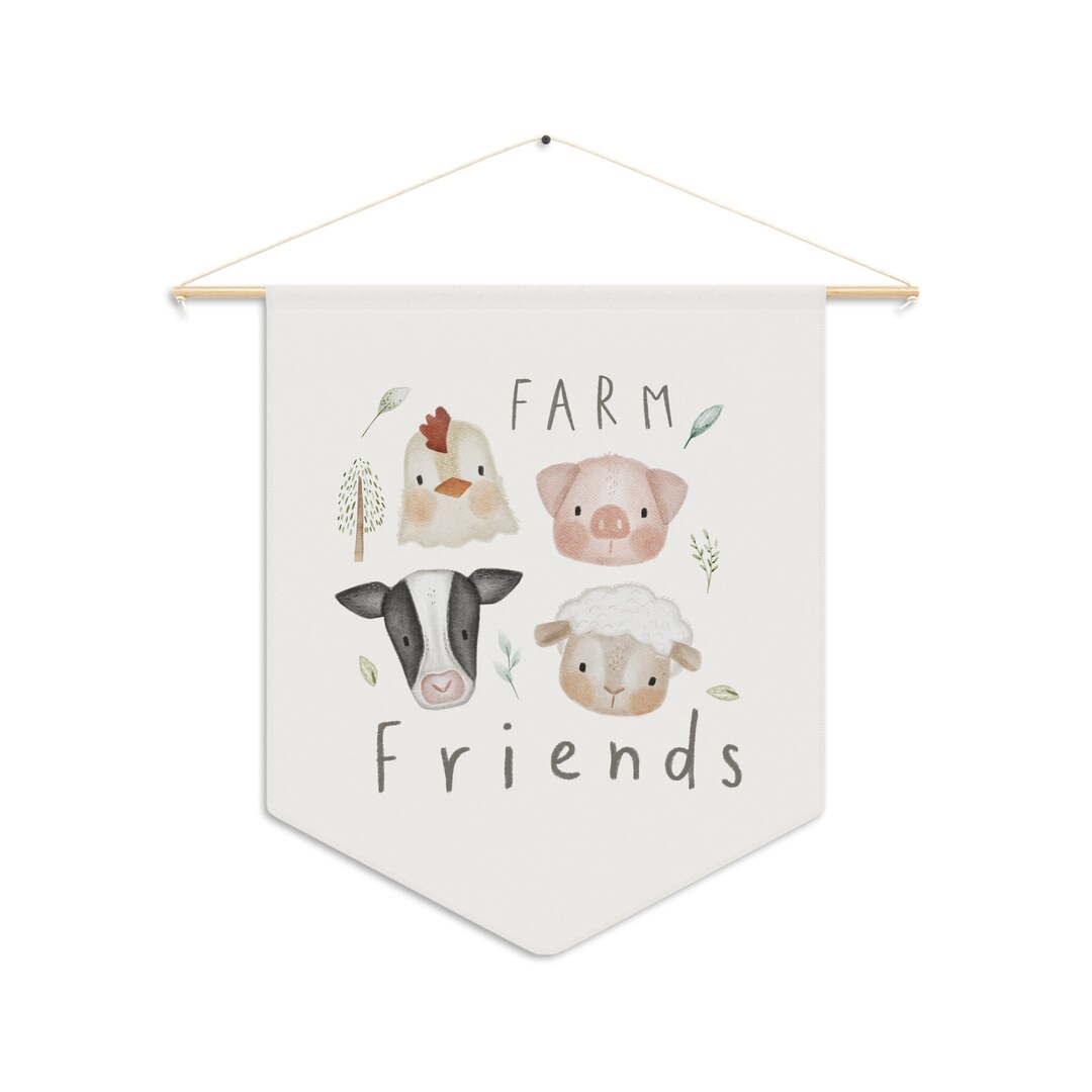 Farm Animals Pennant: Boho Nursery Decor, Baby Name Banner - Etsy