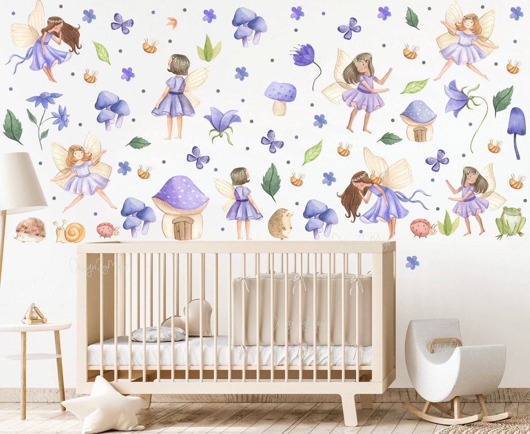 Fairy Decals, Fairies Wall Stickers, House, Decor Watercolor Floral ...