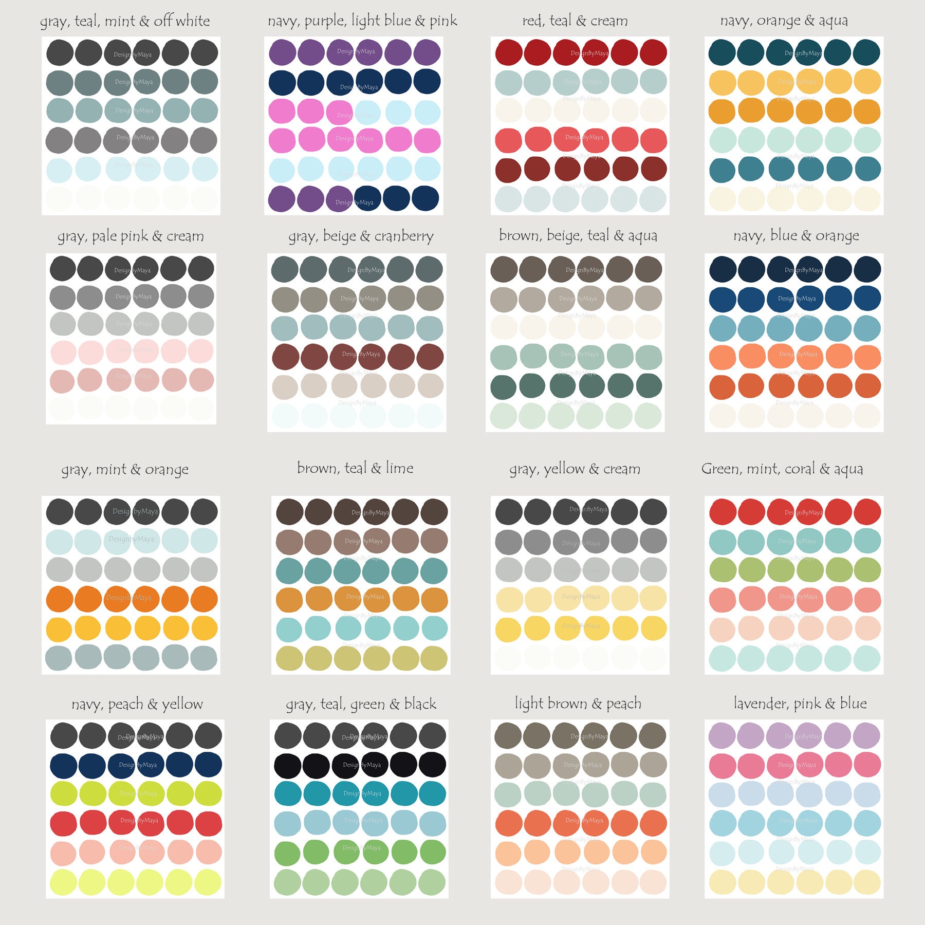 Modern Wall Decals Polka dots decals Gray Teal green | Etsy