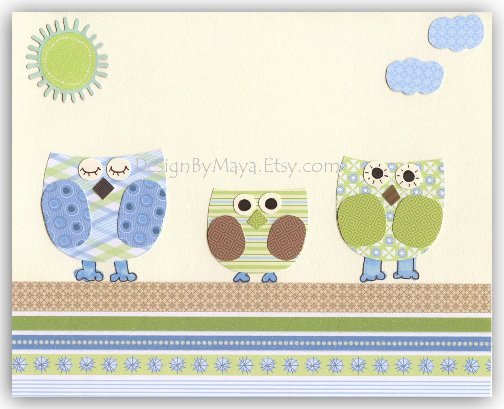 Owl Nursery Wall Art For Baby Boy Nursery Baby Boy Nursery | Etsy