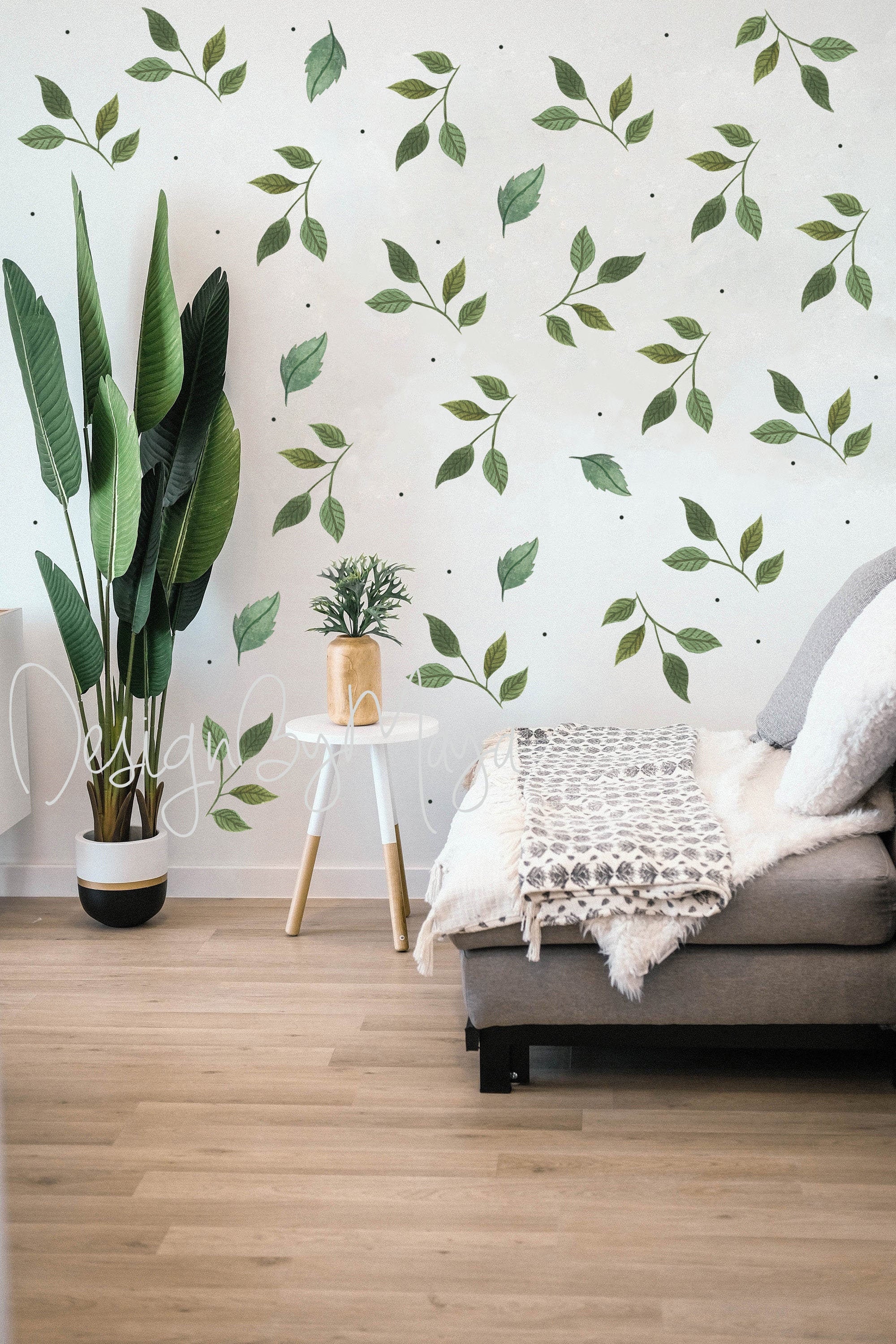 Botanical Decor Green Leaf Wall Decal Modern Decal Leaves - Etsy