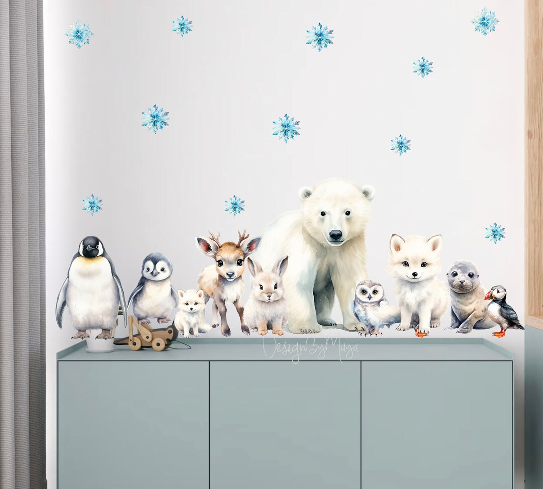 Arctic Animals Fabric Wall Decal: Modern Nursery Decor - Etsy