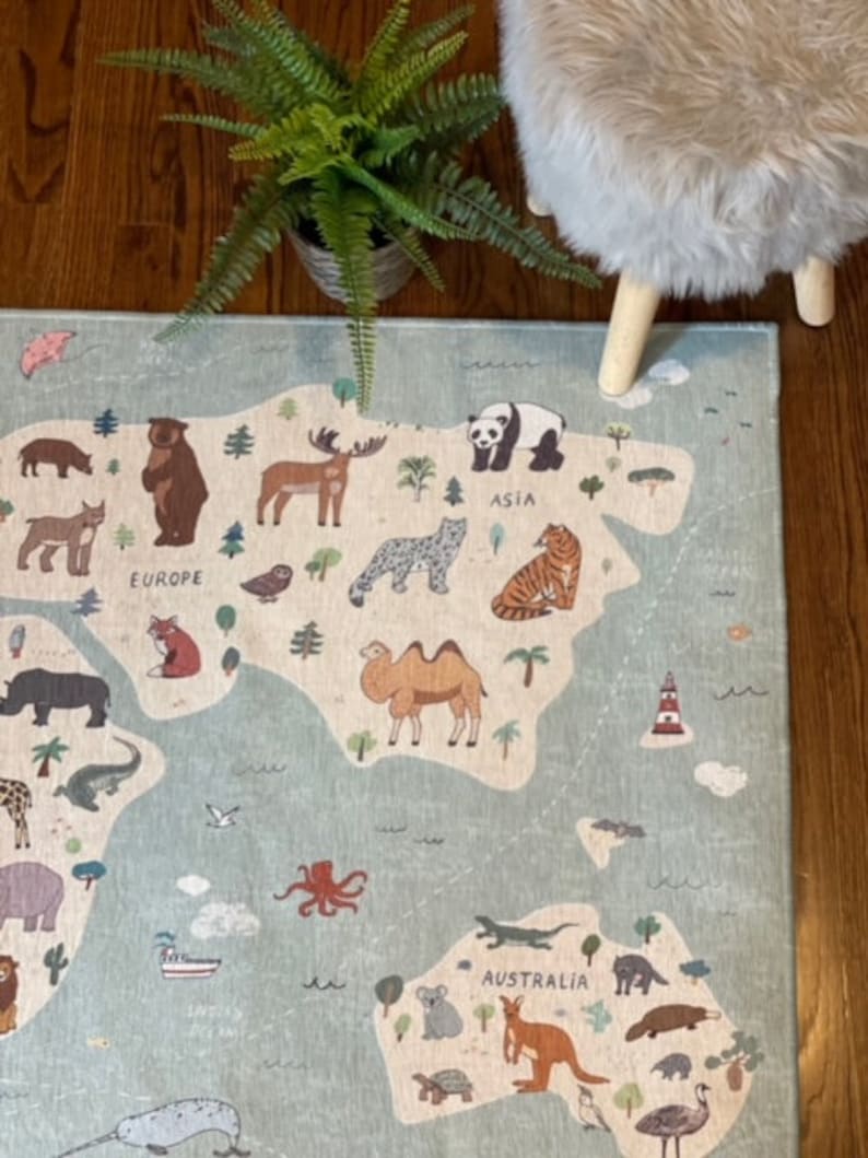 World Map Rug Play Rug Play Mat Nursery Rug Kids Rug Kids - Etsy