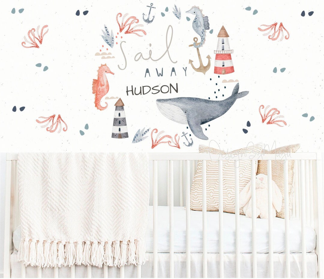 Sail Away Sea Life Wall Sticker, Nautical Wall Decals, Ocean Decals ...