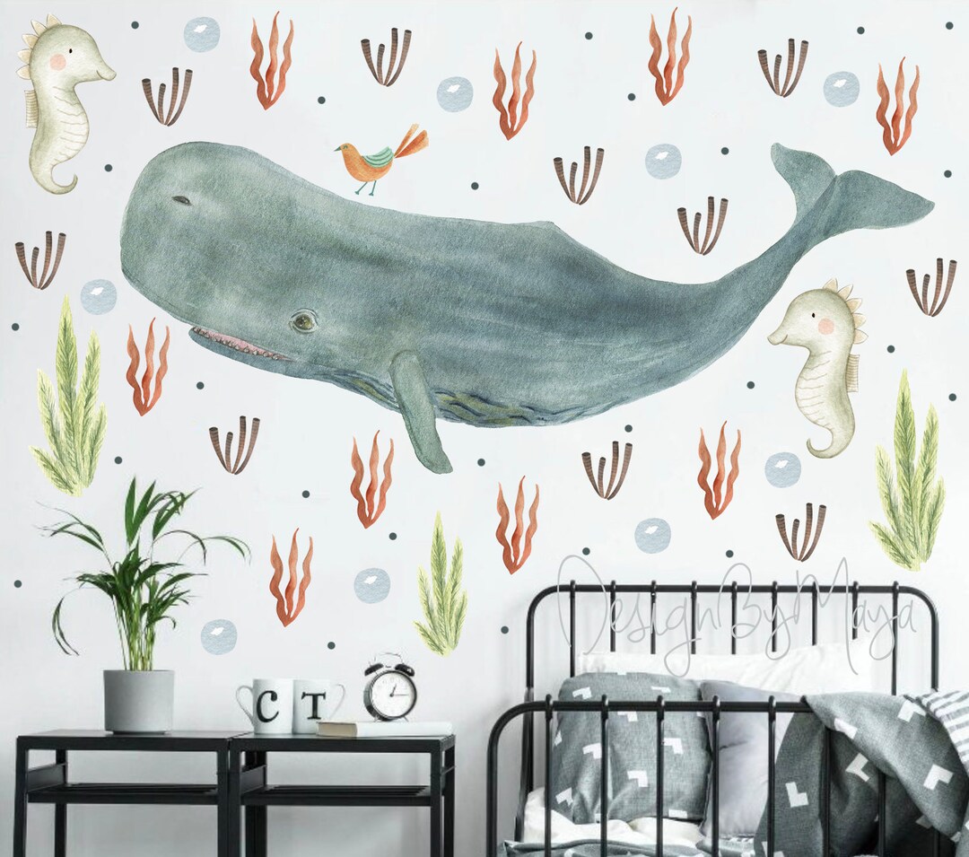 Giant Whale Fabric Wall Decal: Nautical Nursery Decor - Etsy