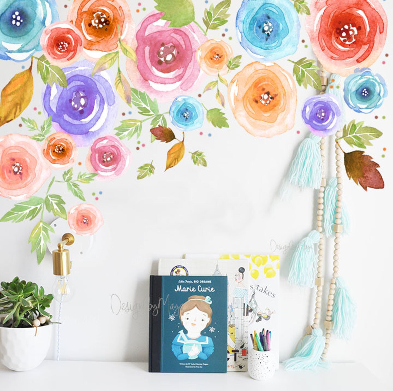 Ranunculus Flower Decals Girl Nursery Wall Stickers Rainbow - Etsy