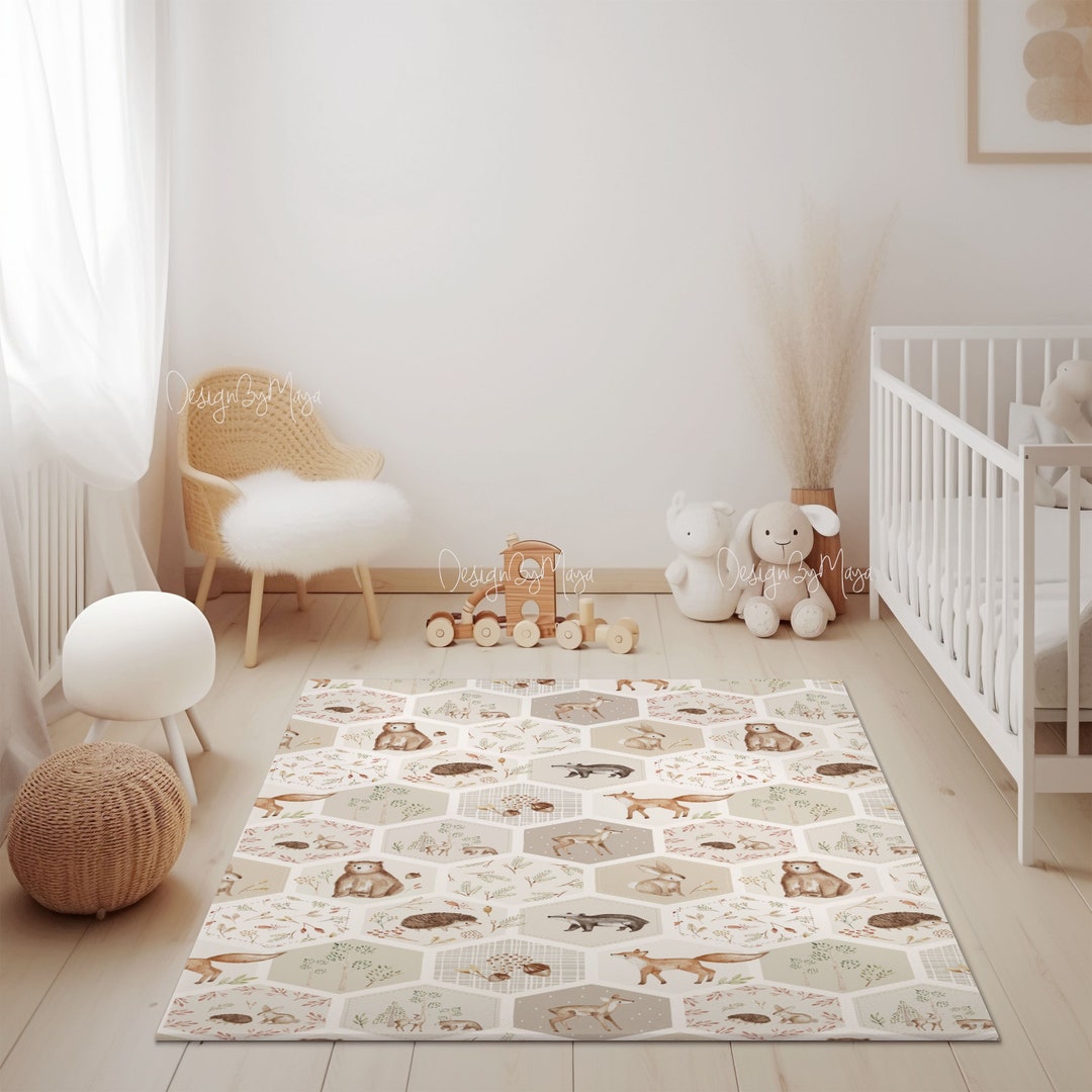 Magical Woodland Rug, Kids Room Forest, ABC Adorable Kids Room Rug ...