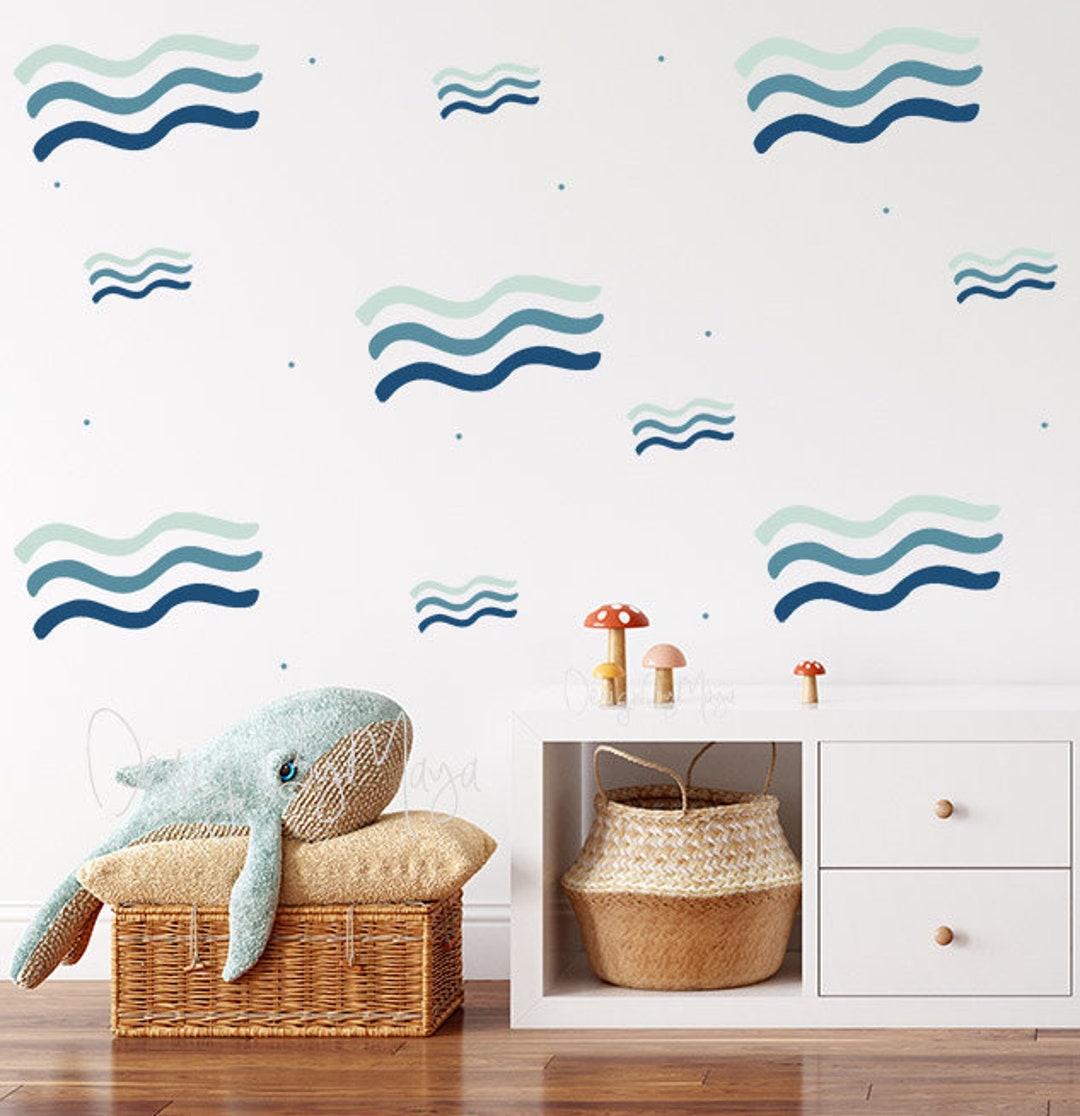Waves Wall Decals, Design Your Own, Earth Tones Stripes Stickers, Line ...